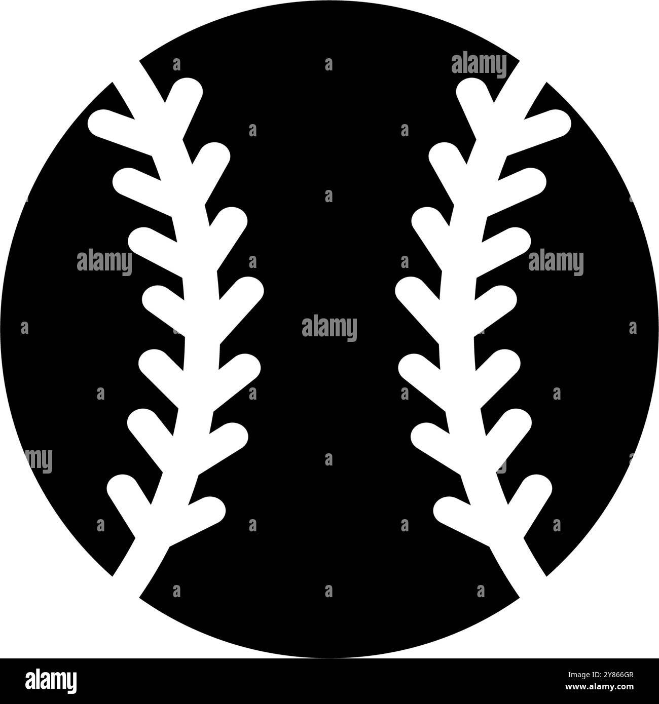 Iconic black and white vector illustration of a baseball ball Stock ...