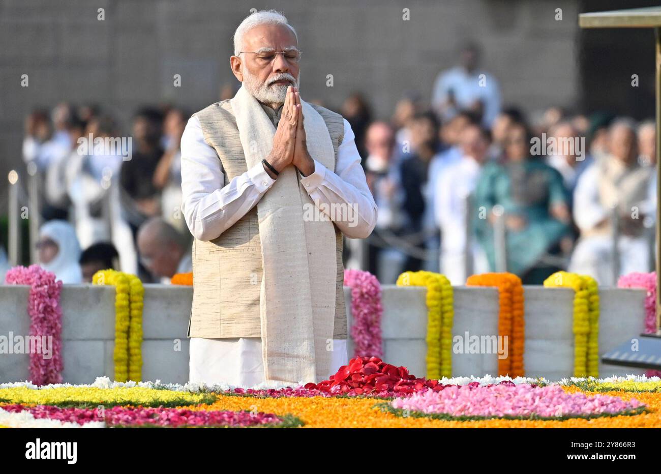 NEW DELHI, INDIA - OCTOBER 2: Prime Minister Narendra Modi pays homage ...
