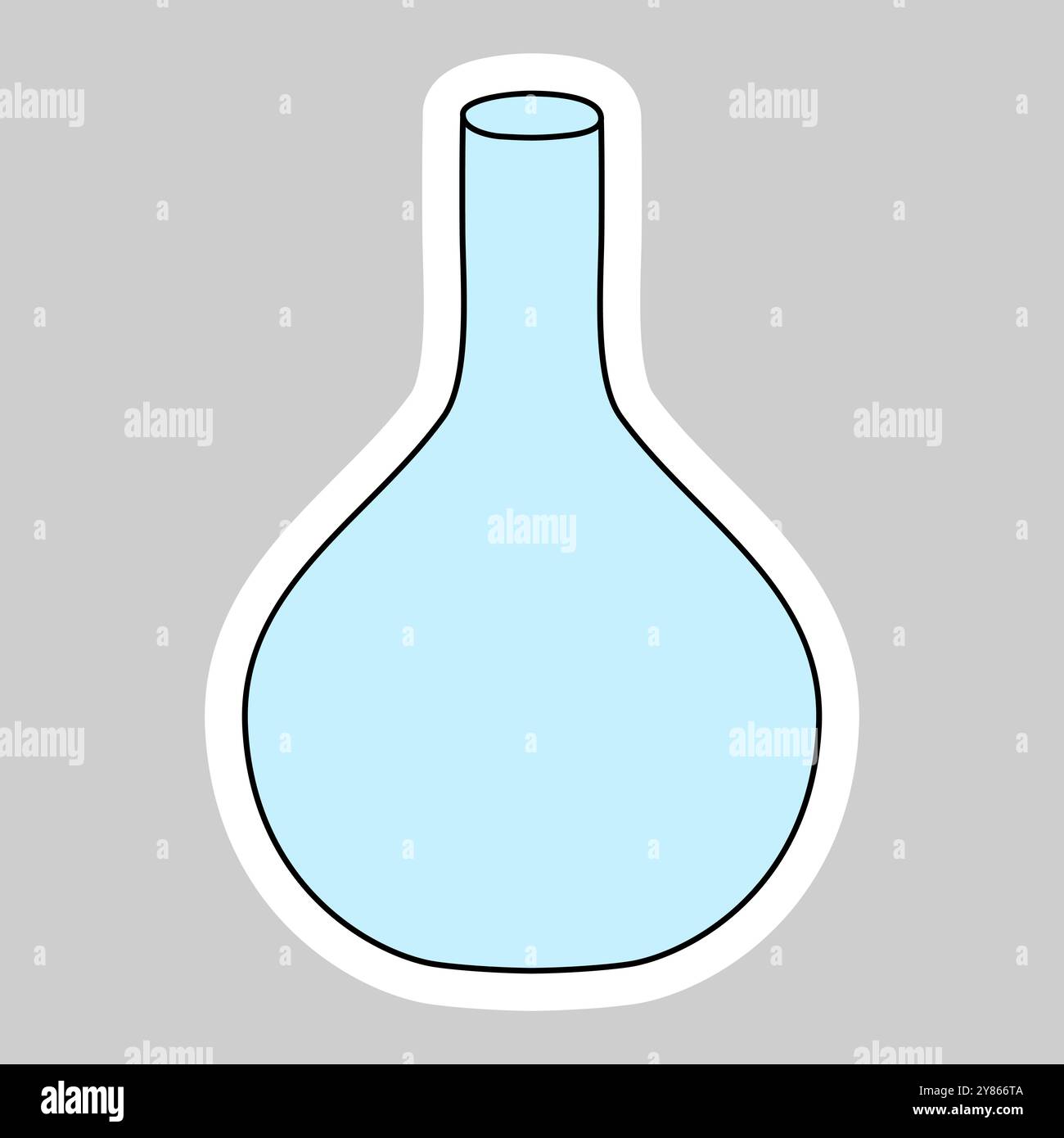 Sticker with round bottomed chemical flask, doodle style vector ...