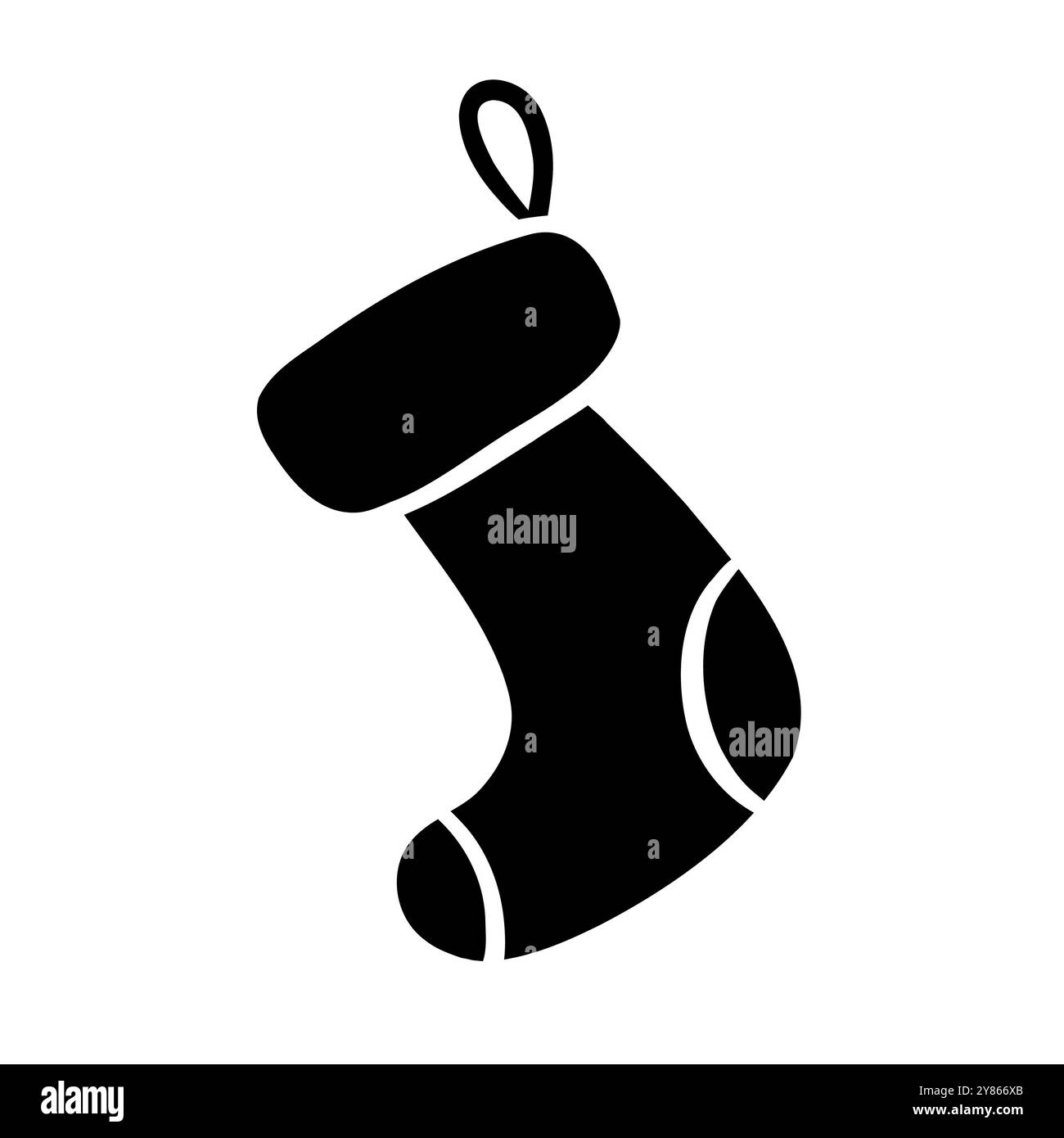 Black silhouette of Christmas stocking with a cuff, glyph icon flat ...