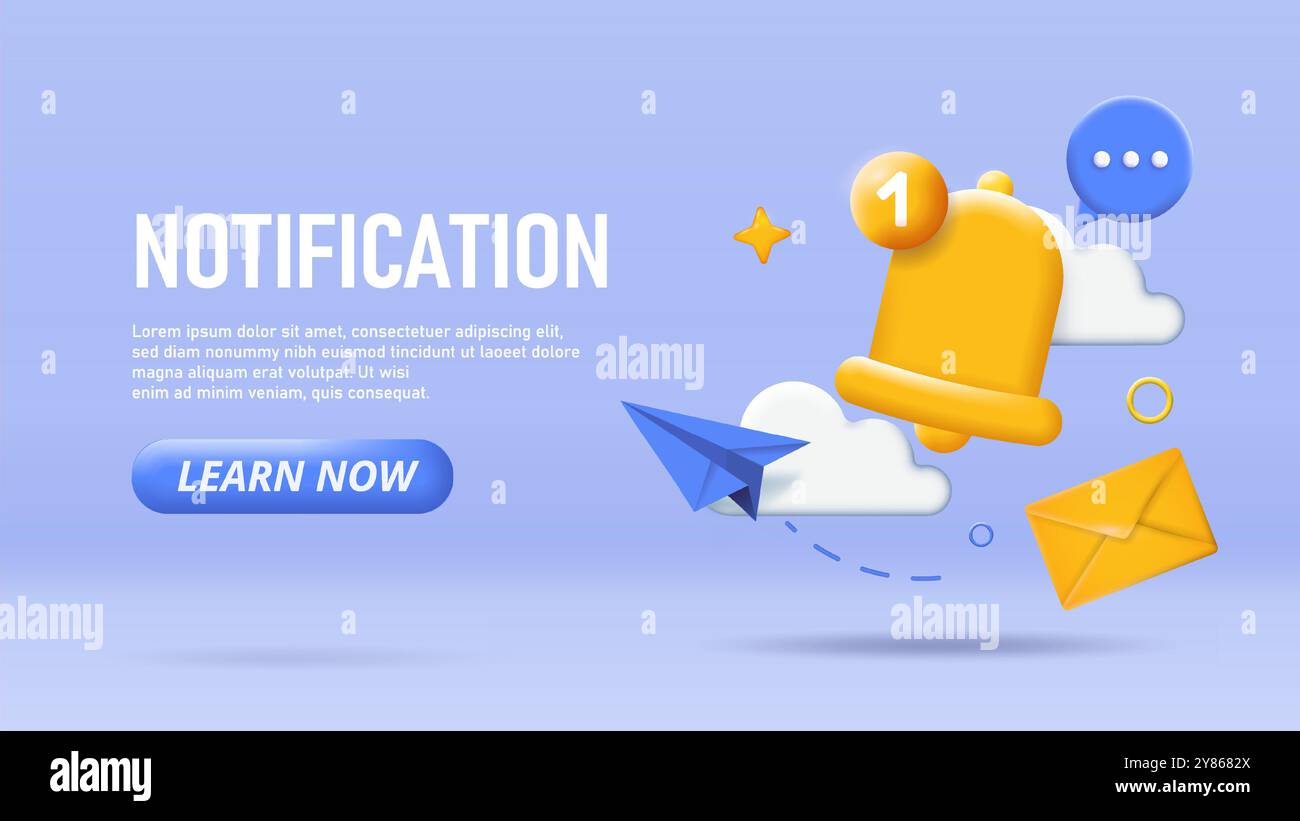 3D notification poster. Electronic mail and business correspondence ...