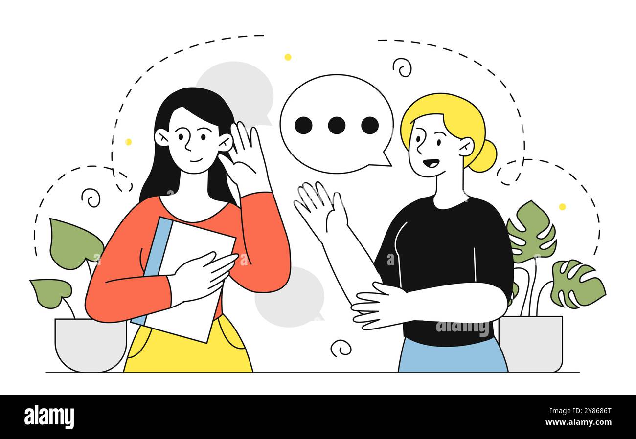 Woman with active listening skills. Empathy and attention. Young girl ...