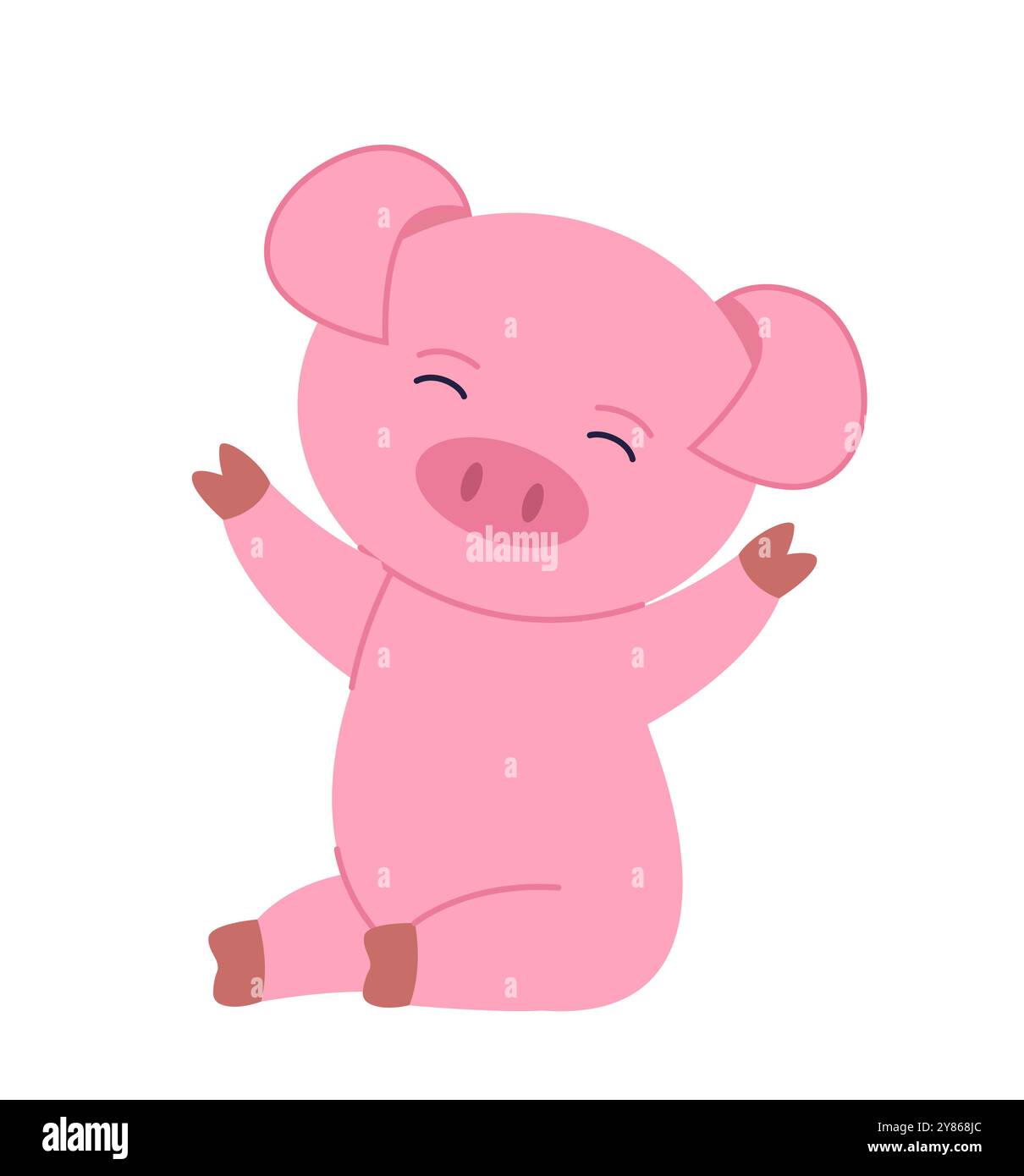 Cute pig sticker. Adorable pink animal sitting. Mammal and cattle. Cute ...