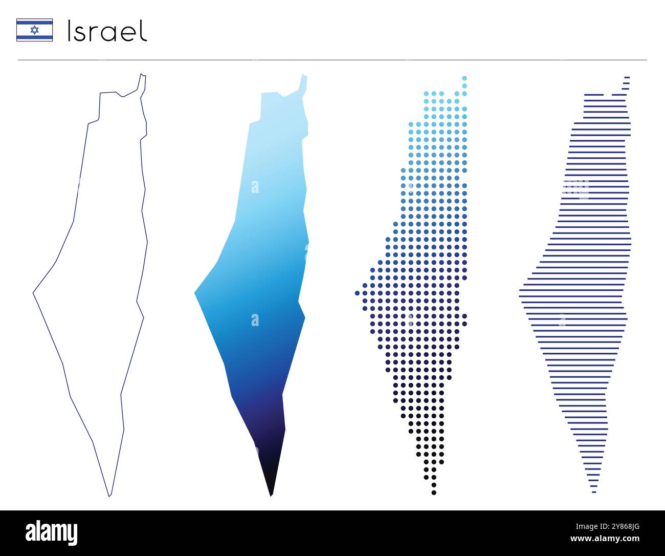 Israel - outline, gradient, dotted and lines geometrical country shape ...