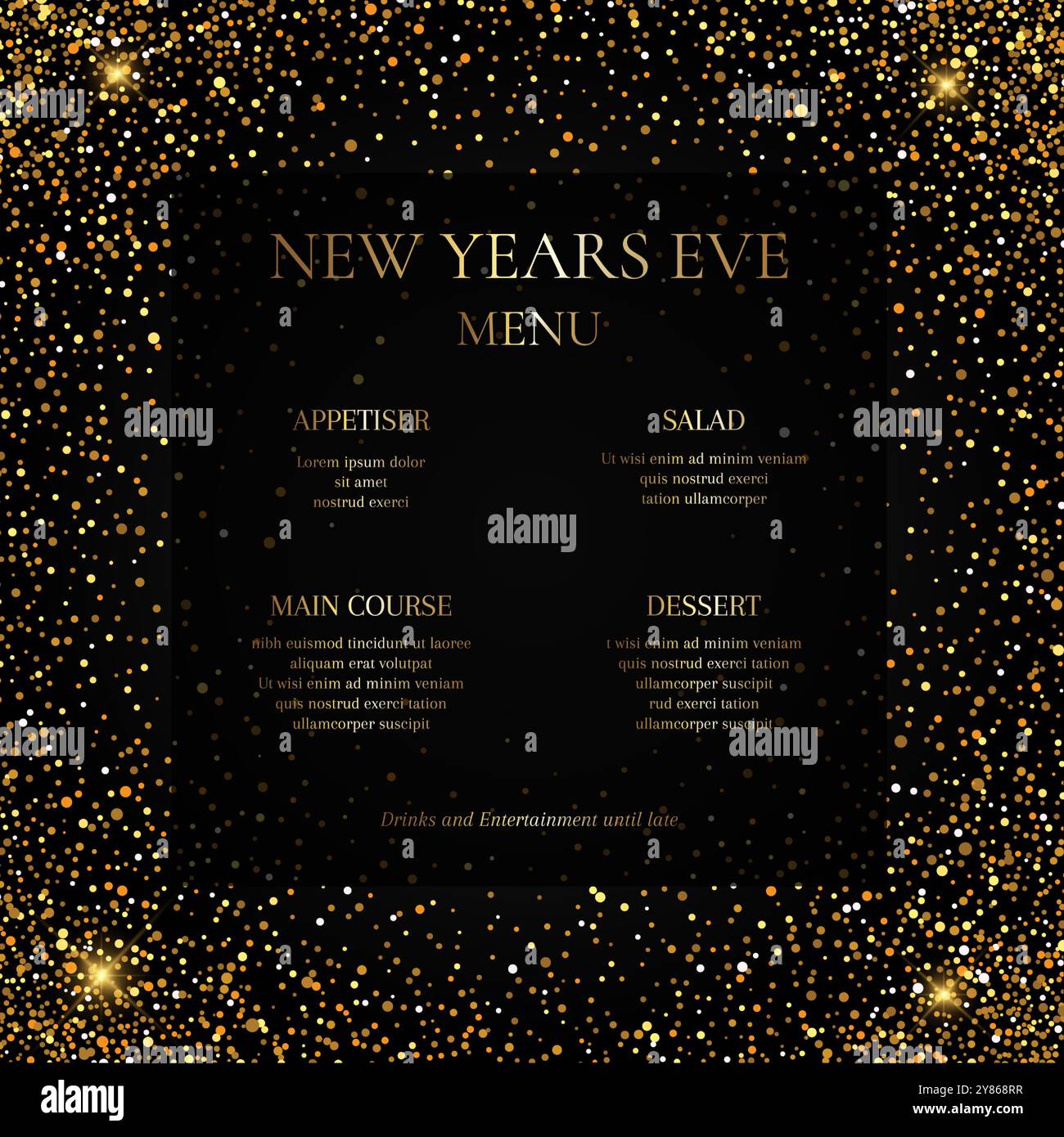 Elegant gold and black New Years Eve menu design Stock Vector Image ...