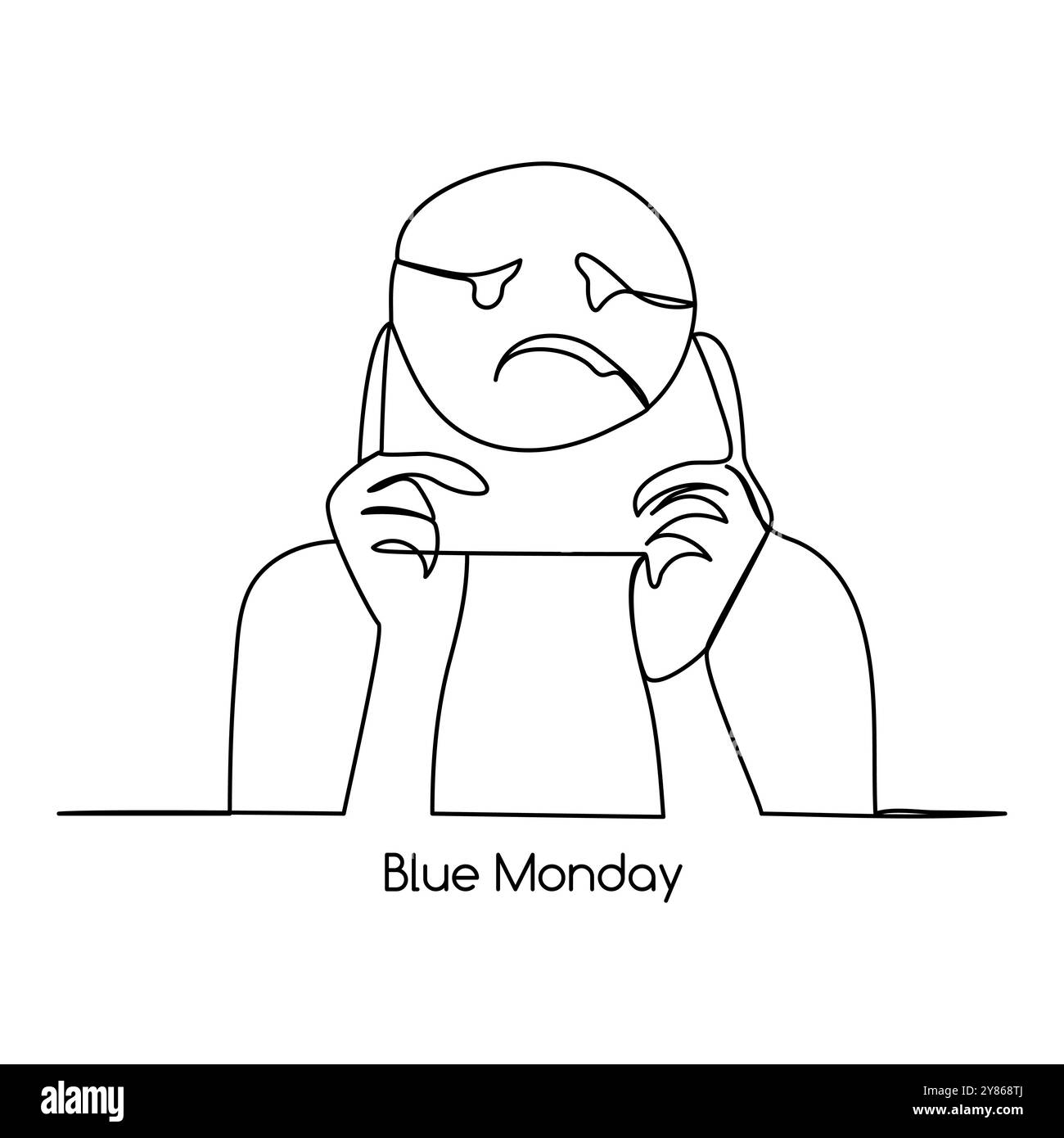 One continuous line drawing of Blue Monday concept Doodle vector ...