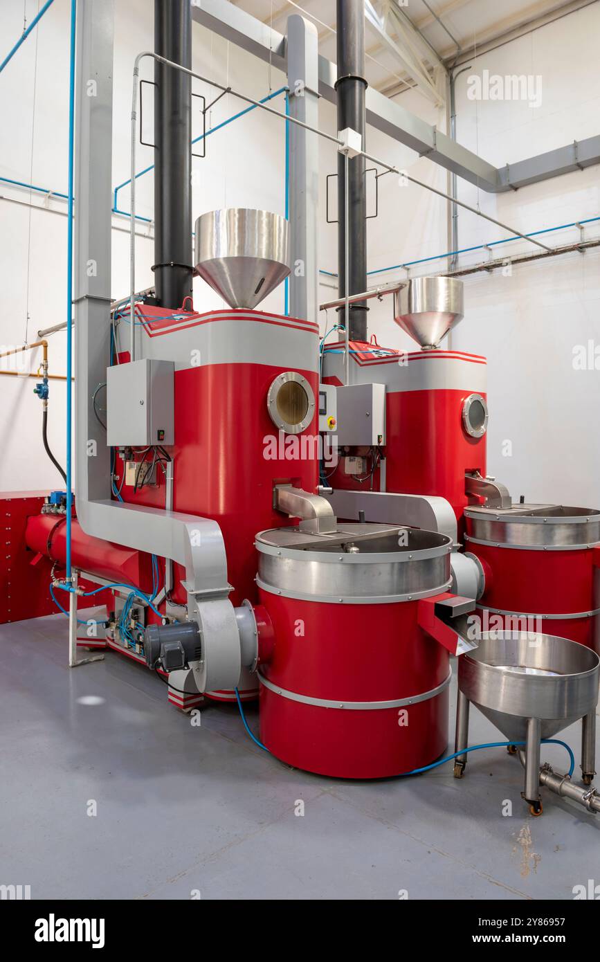 The process of roasting a batch of high quality organic coffee beans in ...