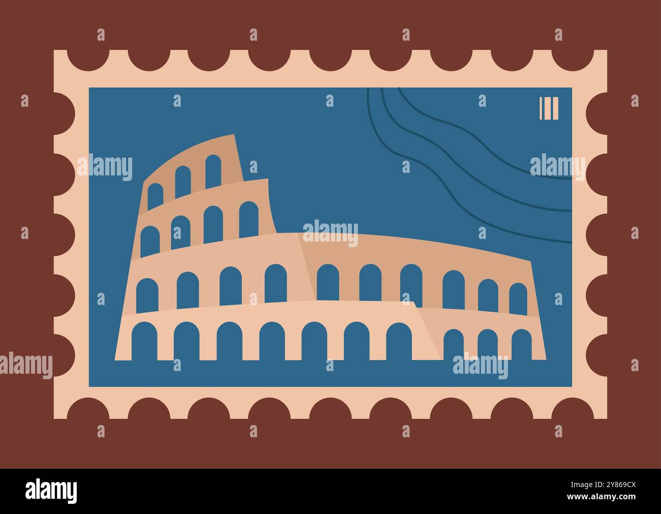 Stamp from country. Coliseum silhouette. Rome and Italy. Travel and ...