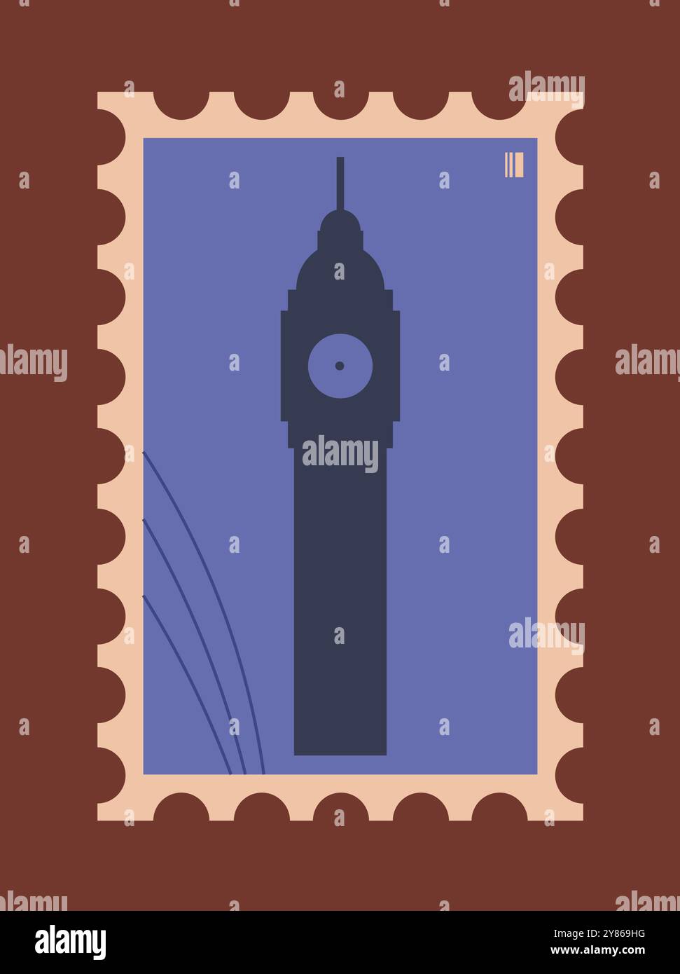Stamp from country. Big Ban silhouette. London and great britain ...