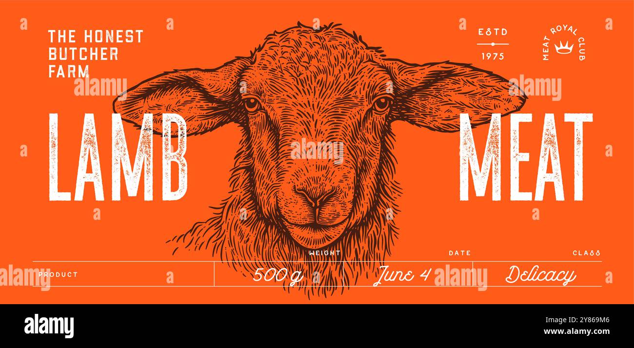 Sheep, lamb, mutton. Vintage retro print Stock Vector Image & Art - Alamy