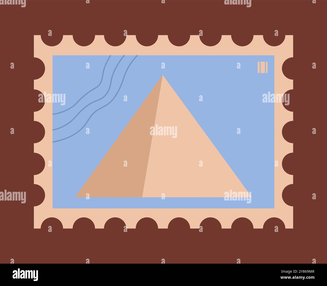 Stamp from country. Egyptian pyramid. Landmark and sightseen. Travel ...