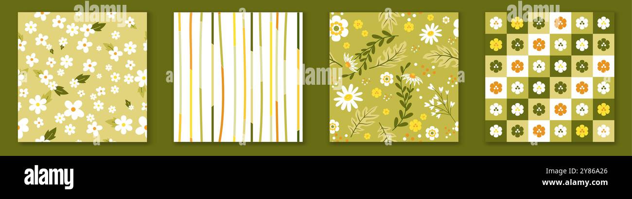 Set of floral seamless pattern. Repeating design element for printing ...