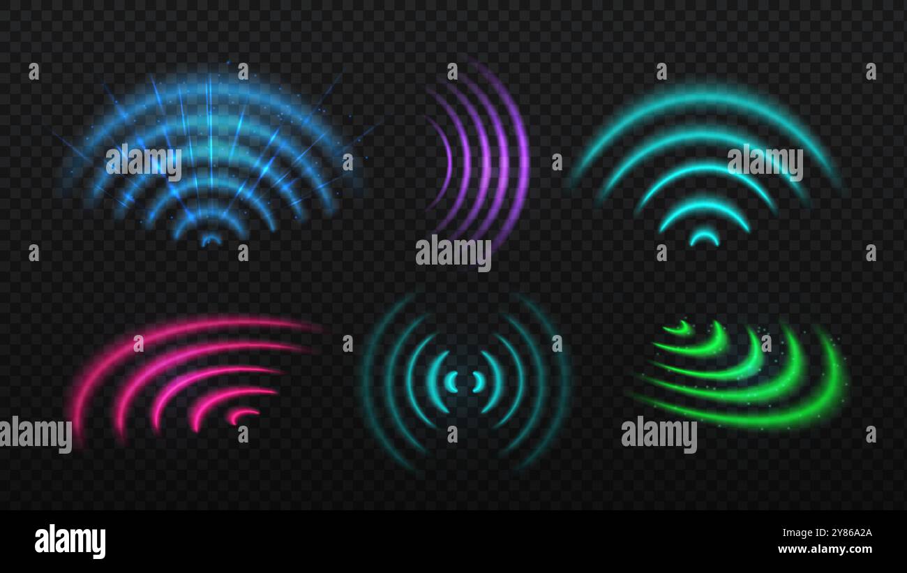 Wifi light effect set. Circular wave effect. Radial sonar radar ...