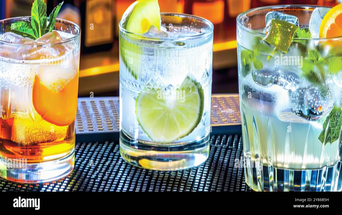 Elegant display of diverse alcoholic beverages at a formal black tie ...