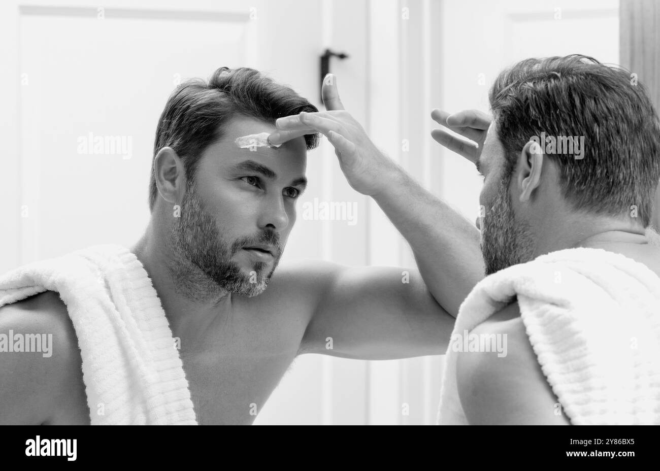 Male beauty cosmetics, beauty and skincare. Morning healthcare and ...