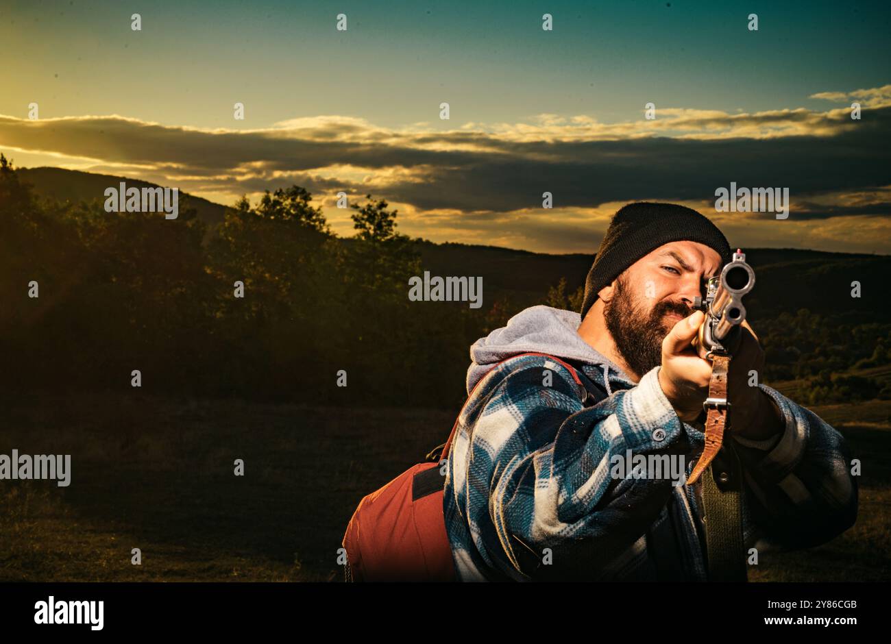 Hunter with shotgun gun on hunt. Hunting Gear - Hunting Supplies and ...