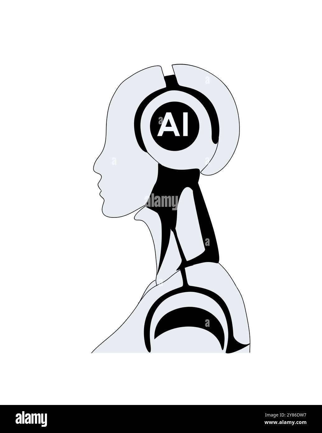 White line humanoid robot icon hi-res stock photography and images - Alamy