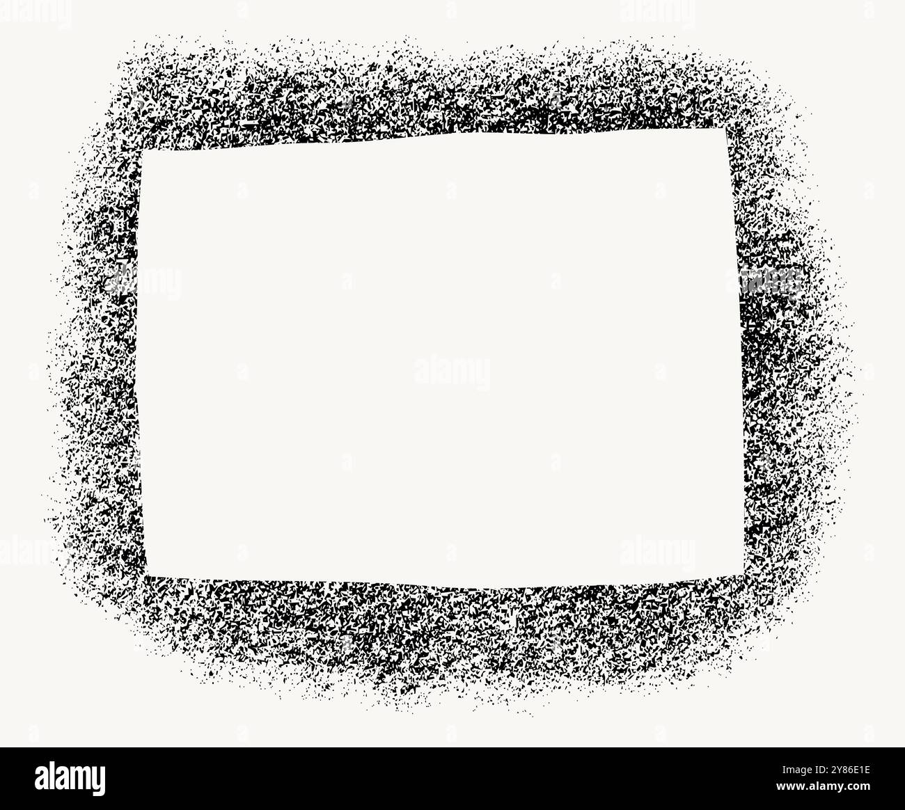 Rectangle shape frame with textured edges. Grunge style black square frame with grain texture ...