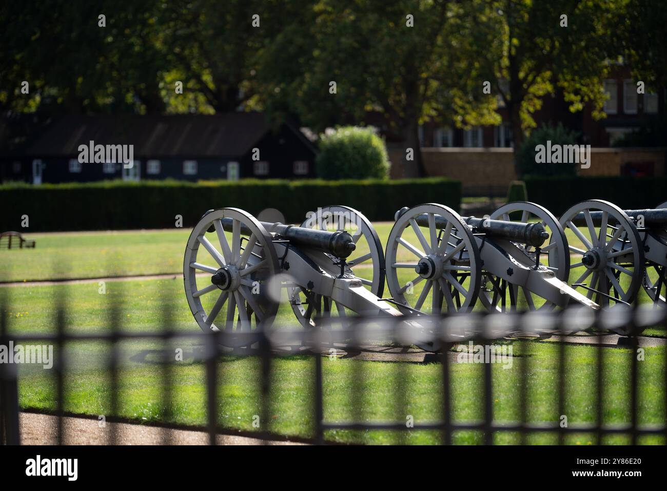 Captured French cannons and howitzers from the Battle of Waterloo on ...