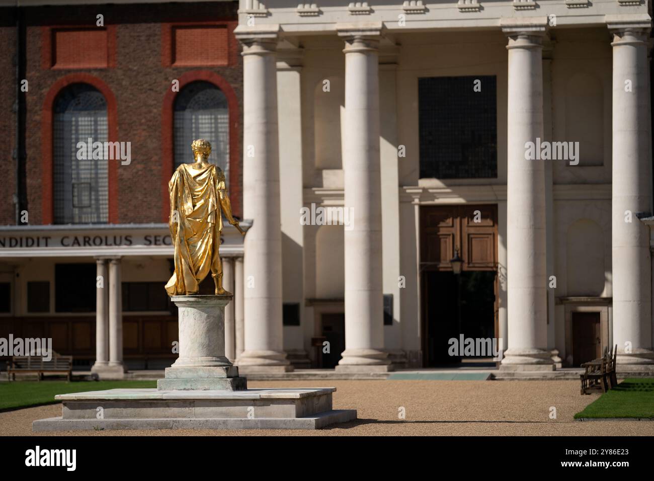 Gilded bronze statue of King Charles II in the attire of a Roman ...