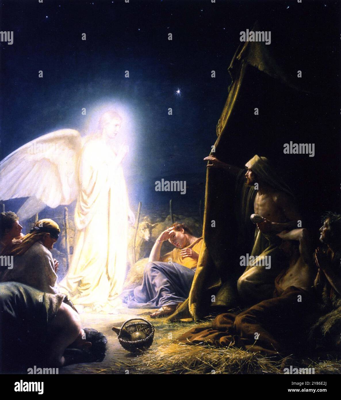 The Shepherds and the Angel Carl Bloch Stock Photo - Alamy