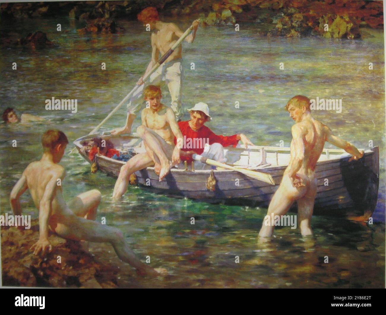 Henry Scott Tuke, Ruby, Gold and Malachite (1902; Guildhall Art Gallery, London Stock Photo - Alamy