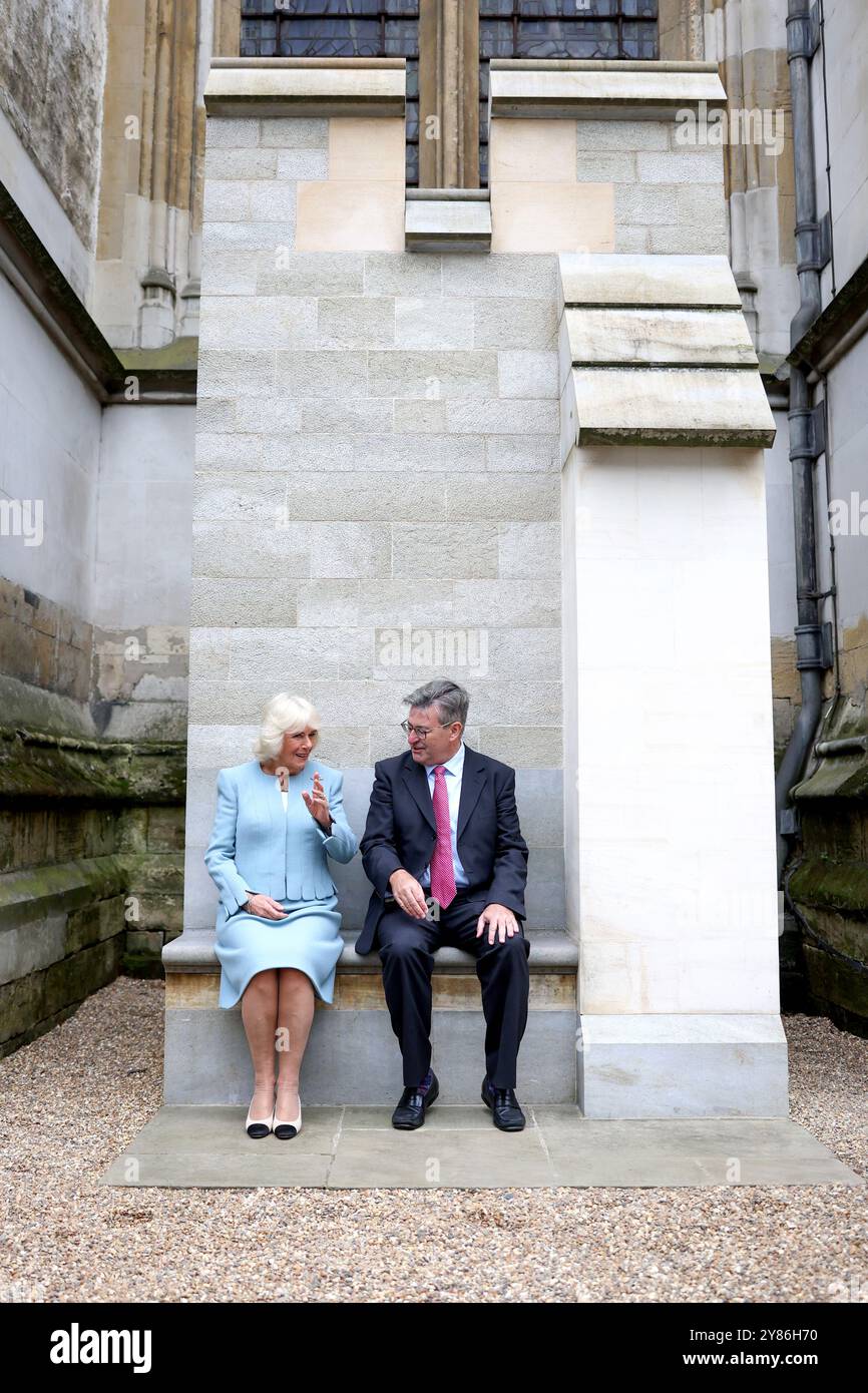 Queen Camilla with architect, Ptolemy Hugo Dean (right) during a visit ...