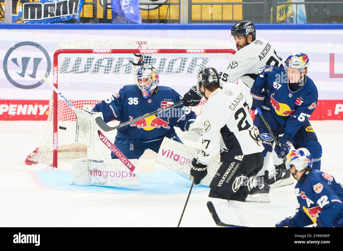 Munich, Germany. 02nd Oct, 2024. Mathias Niederberger, goalkeeper EHC ...