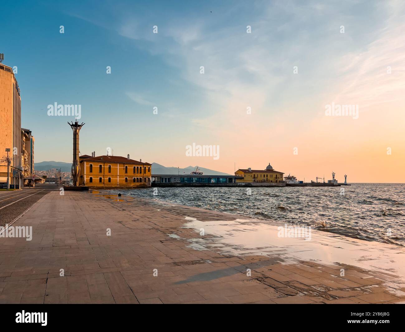Sunset view of Passport Pier in Izmir Turkey from Cumhuriyet Square ...