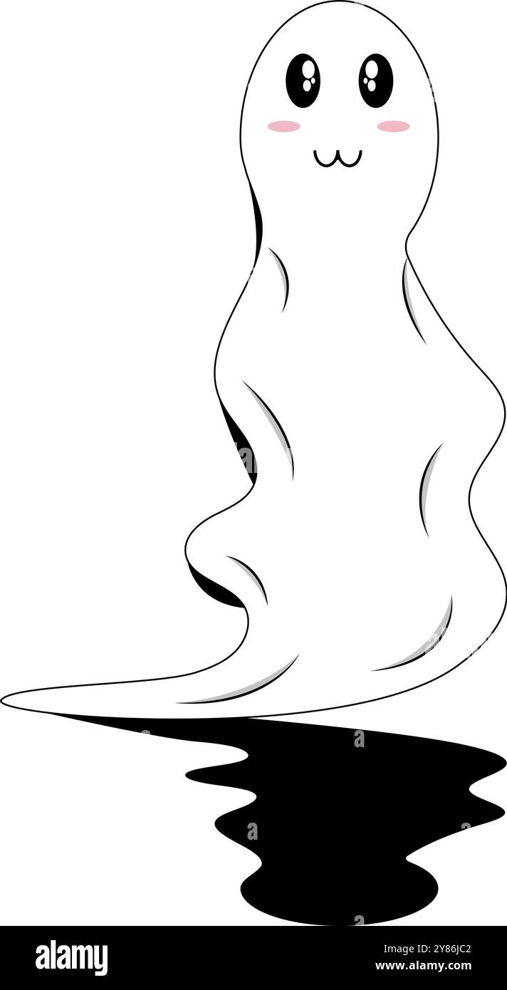 White ghost with large eyes and blushing cheeks suitable for Halloween ...