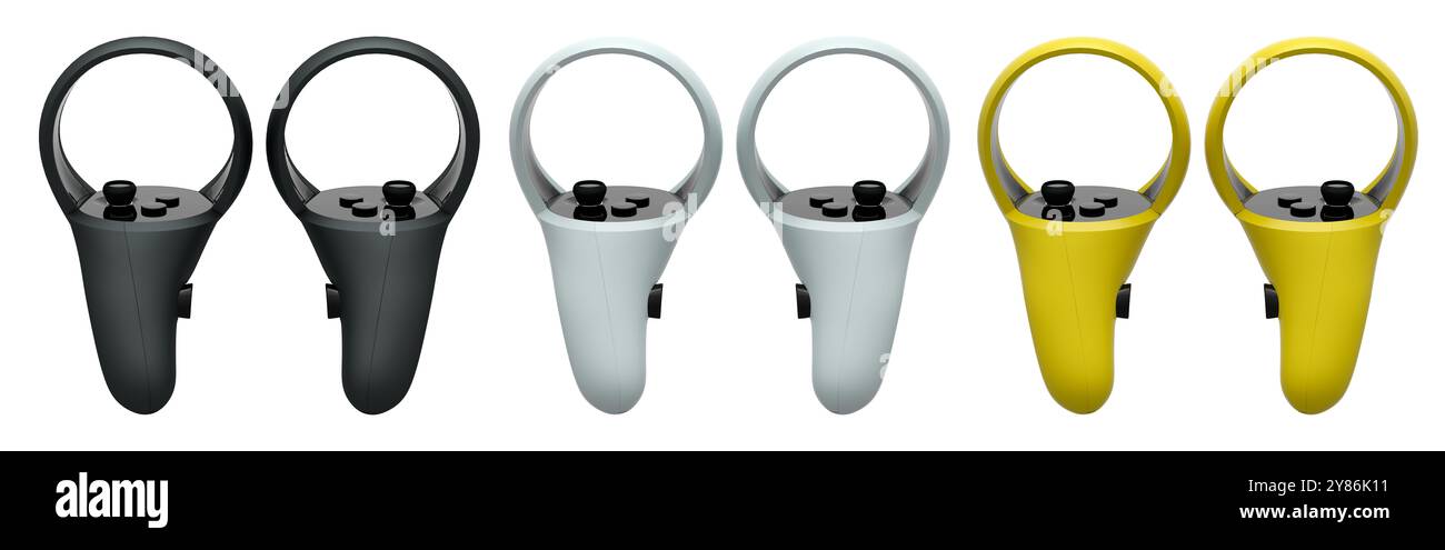 Virtual reality controllers for online and cloud gaming isolated on ...