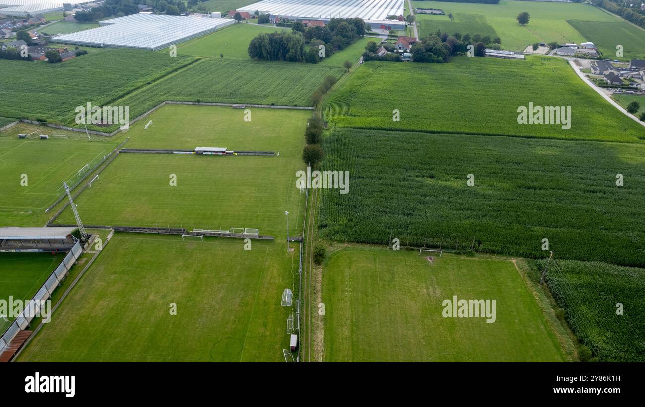 A breathtaking overhead view, showcasing beautiful green agricultural ...