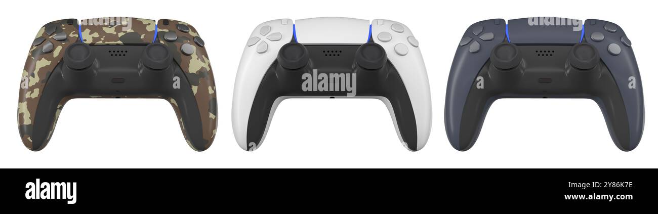 Collection of gaming controllers with different colors and designs for ...