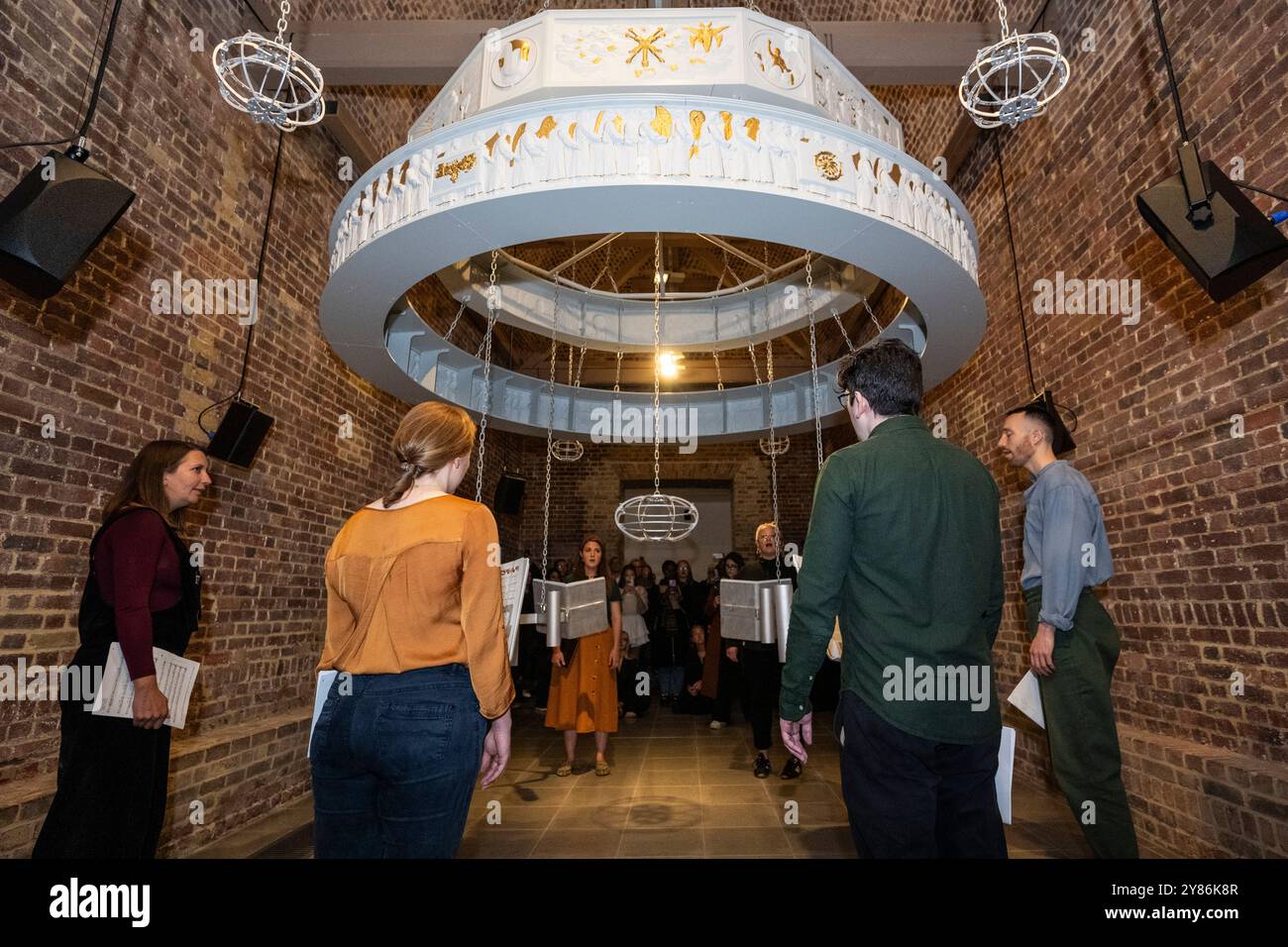 London, UK. 3 October 2024. Belfast-based HIVE Choir perform ...