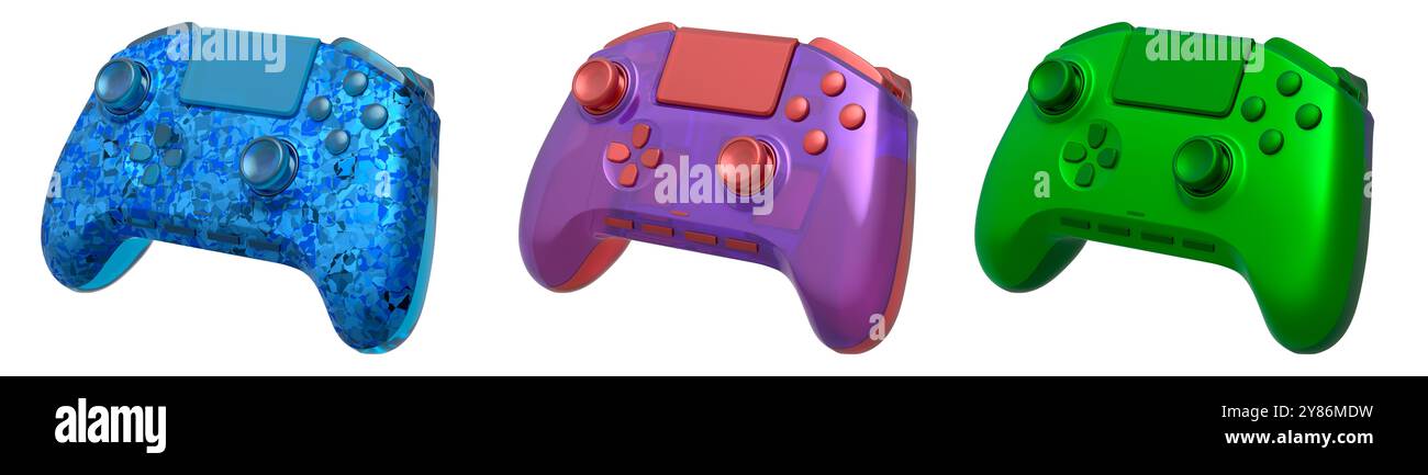 Collection of gaming controllers with different colors and designs for ...