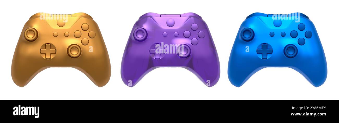 Collection of gaming controllers with different colors and designs for ...