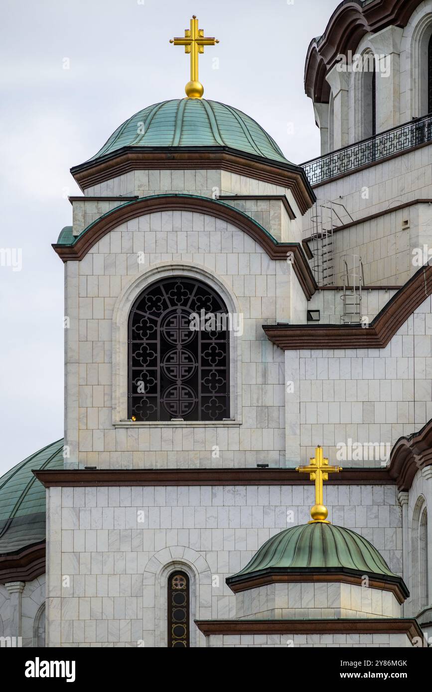 Facade details on Saint Sava church, one of the biggest Orthodox ...