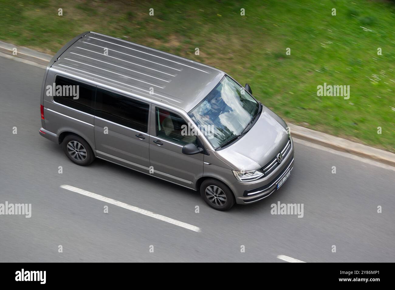 OSTRAVA, CZECHIA - MAY 28, 2024: Silver Volkswagen Transporter T6 van ...