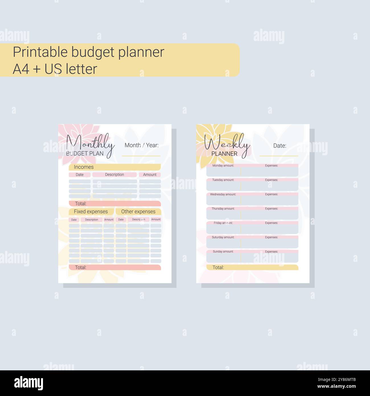 Monthly, weekly budget planner. Planner cover. Format A4 Stock Photo ...