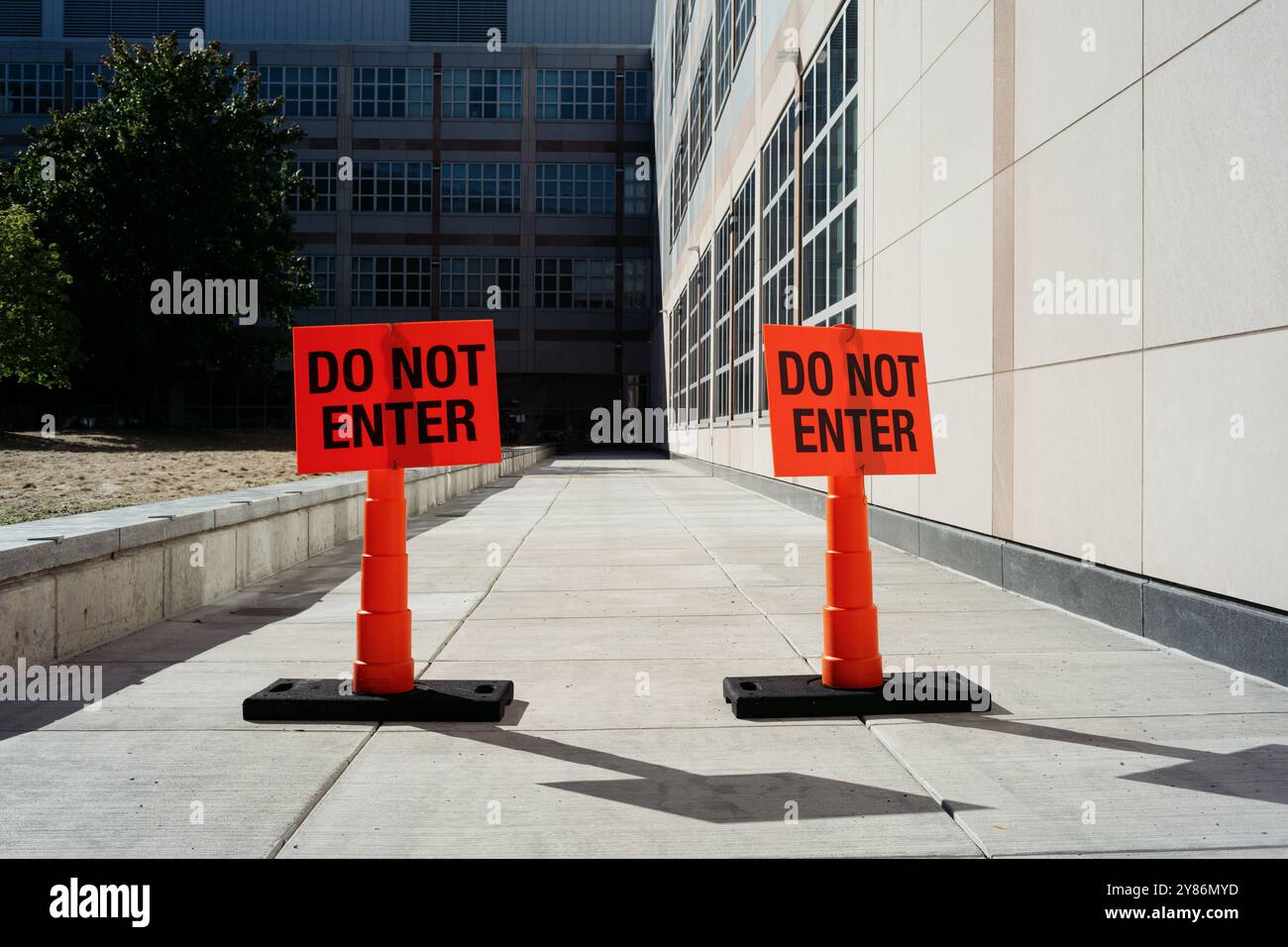 Do Not Enter warning signs on the campus of the University of Michigan ...
