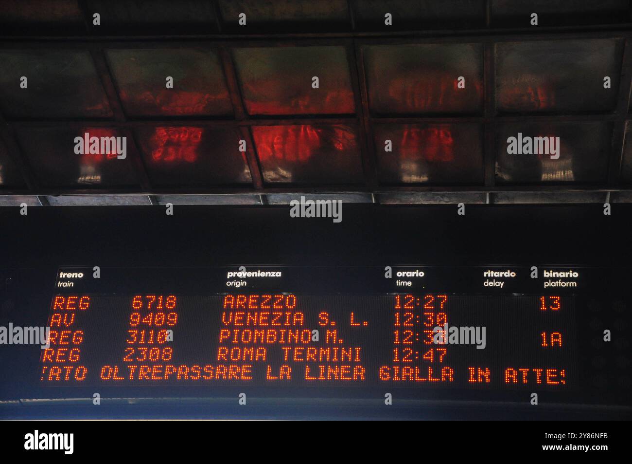 Florence Train Station Digital Departure Board with Schedules Stock ...