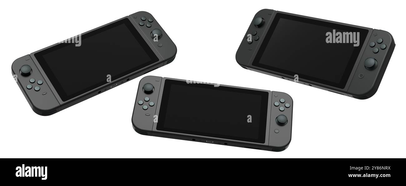 Realistic video game controllers console attached to mobile phone ...