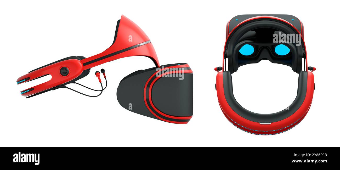 Virtual reality glasses and headset isolated on white background with ...