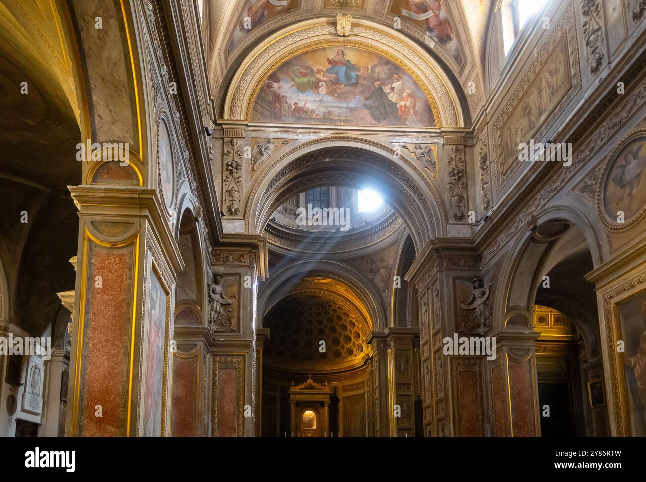 Rome, Italy, Sun beam from the ceiling of Chiesa di Santa Maria in ...