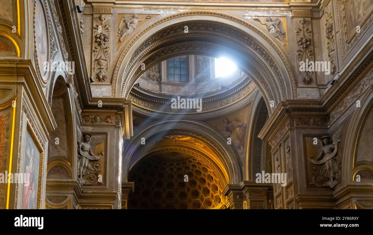 Rome, Italy, Sun beam from the ceiling of Chiesa di Santa Maria in ...