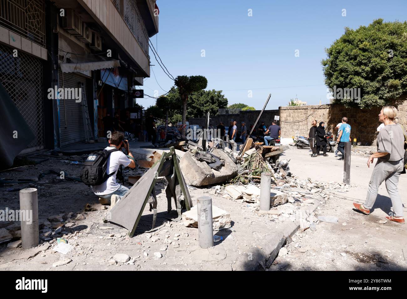 Bachoura, Lebanon. 03rd Oct, 2024. The Civil Defense building, attacked ...