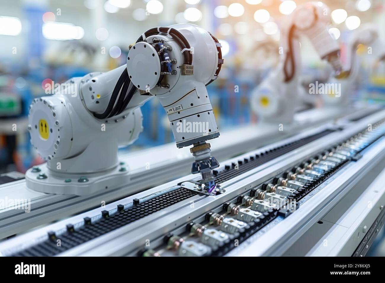 Smart robot arm system revolutionizing industrial automation in modern factory production lines ...