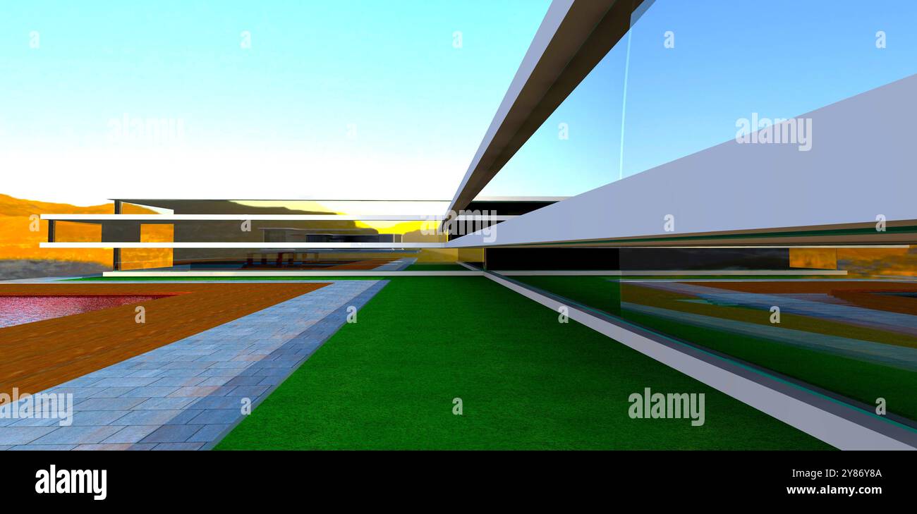 A modern residential complex with an elongated glass facade emphasizing ...