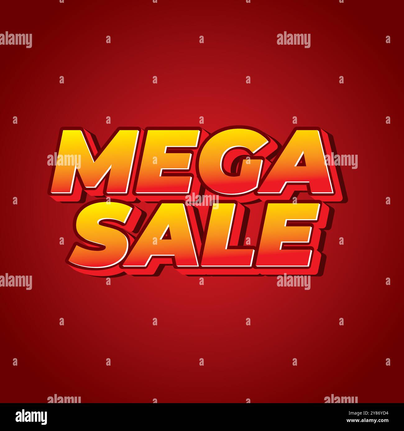Mega sale. Text effect design in 3D look with modern colors. Square ...