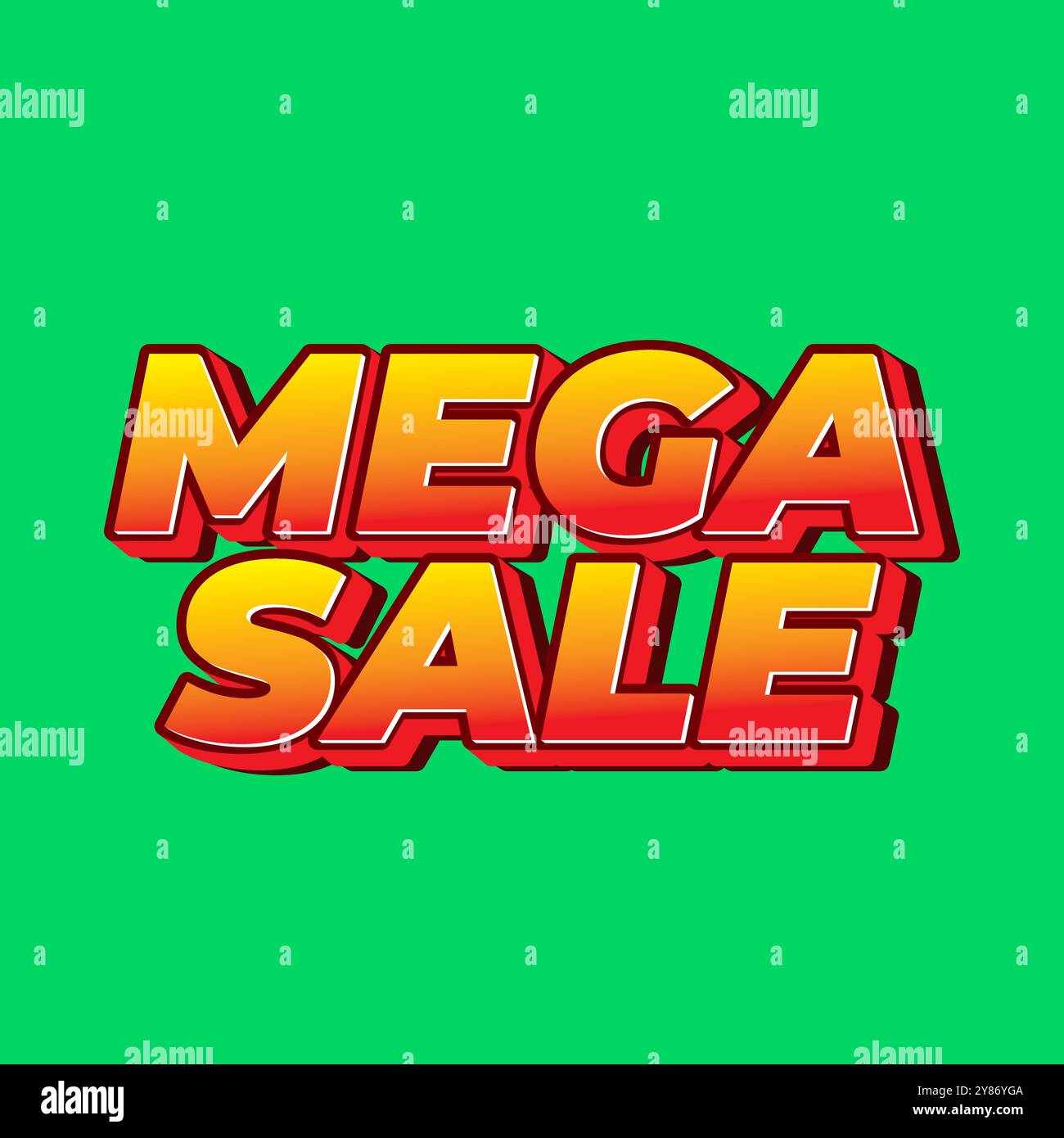 Mega sale. Text effect design in 3D look with modern colors. Square ...